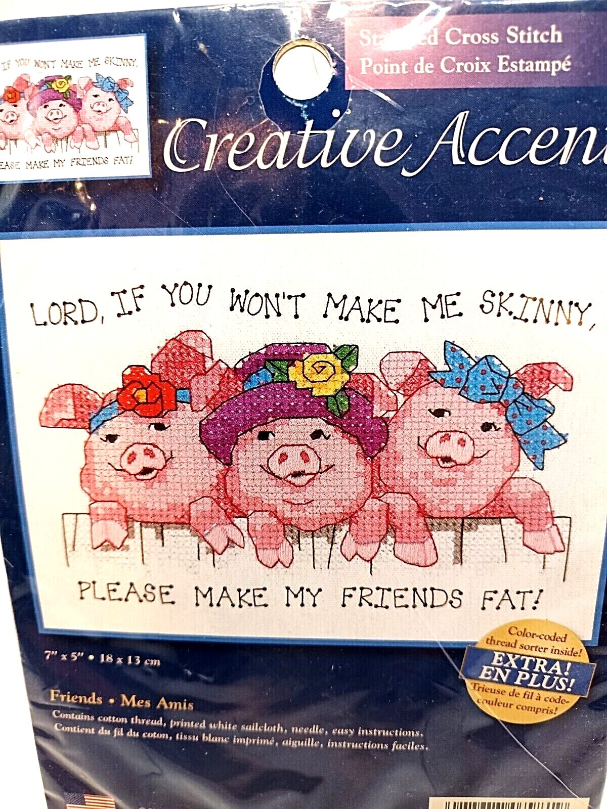 Dimensions Pig Friends 7981 Stamped Cross Stitch Kit Creative Accents 7 ...