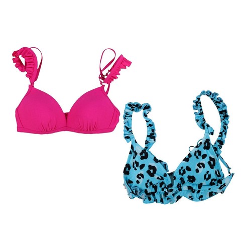 California Waves Womens Bikini Swim Top Moulin Rouge Ruffled Swimsuit ...