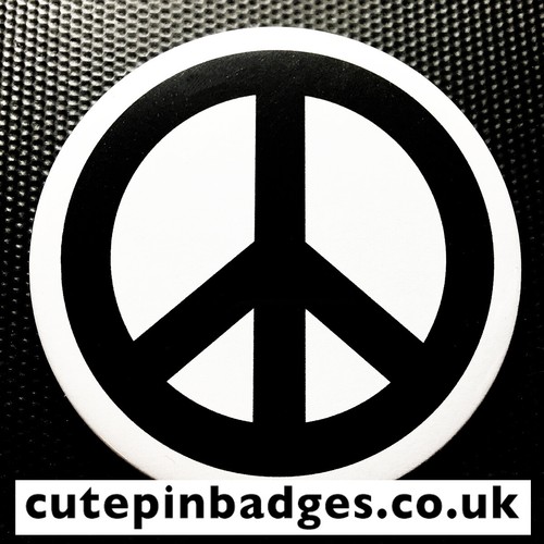 CND Badge or Sticker White 5 Sizes 25mm to 77mm Pin Button Nuclear ...