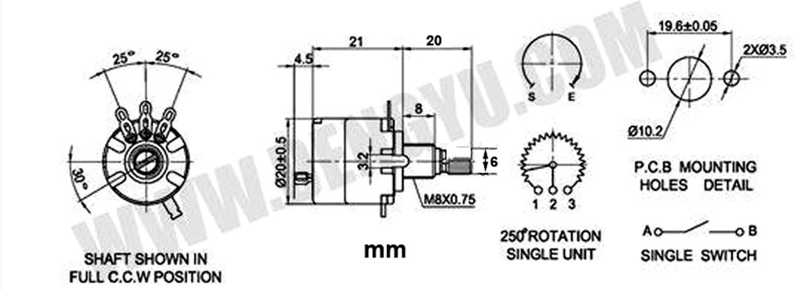 US 2pcs 4.7K 10K 22K 47K 220K 470K Linear Potentiometer ON/OFF Switch ...