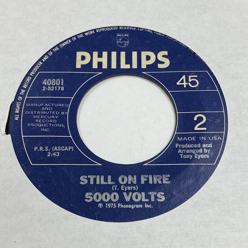 5000 Volts - I'm On Fire / Still On Fire - Phillips 45 RPM Record - G+ ...