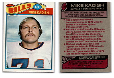 1977 Topps #353 Mike Kadish RC EXMT/NM - Buffalo Bills | eBay