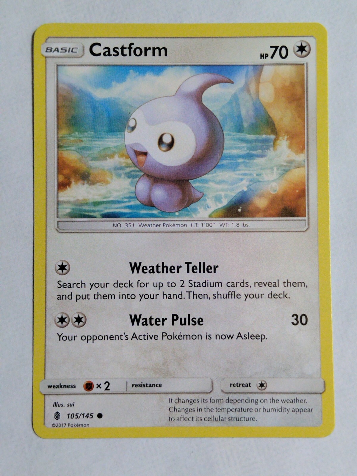 Pokémon TCG Castform Sun & Moon: Guardians Rising 105/145 Regular ...