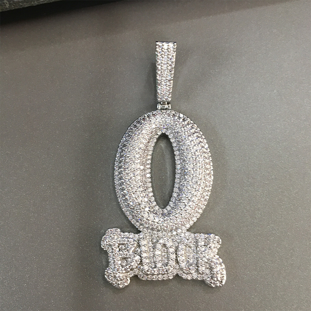 Hip Hop Jewelry Creative O BLOCK Pendant Necklace Gold CZ Men Boy ...