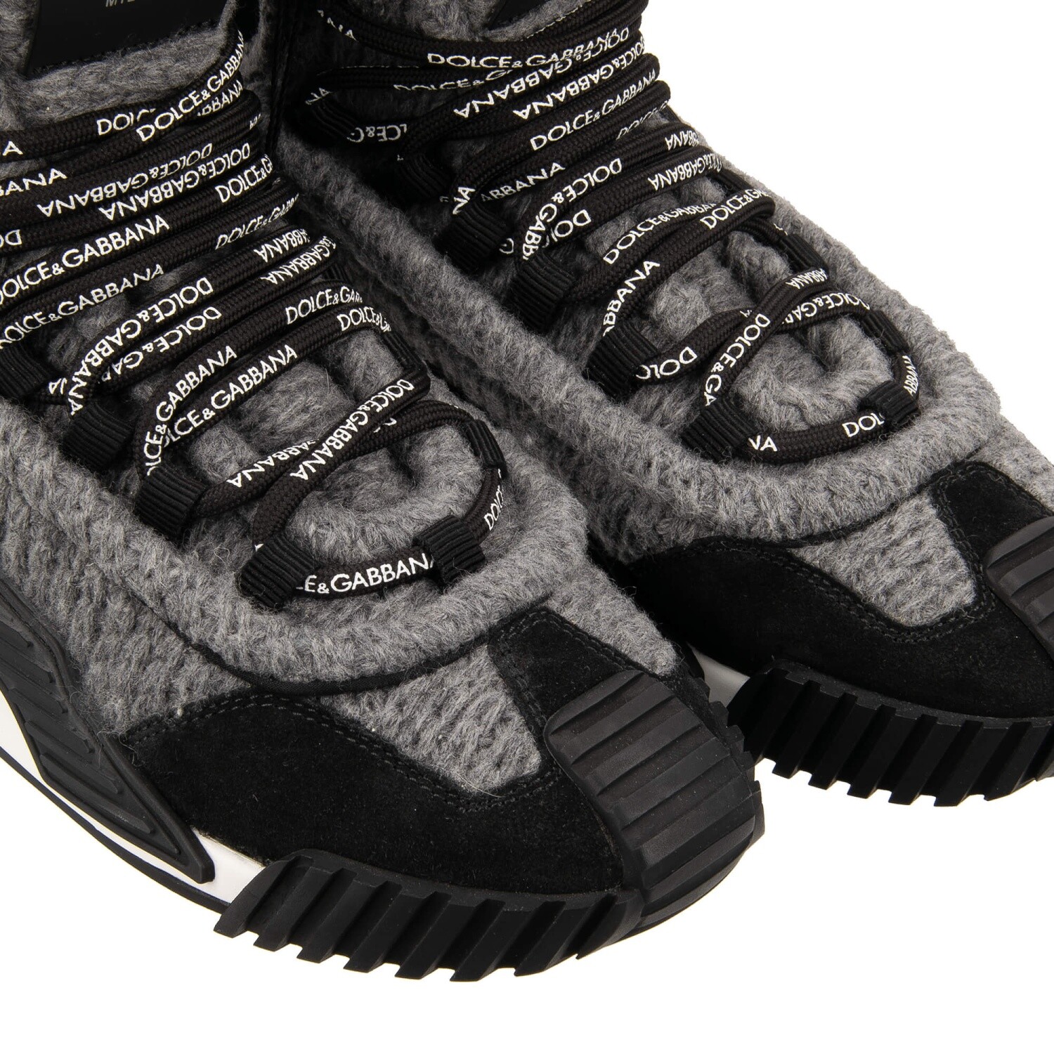 DOLCE & GABBANA DG Logo Wool High Top Boots Sneaker Shoes NS1 Gray ...