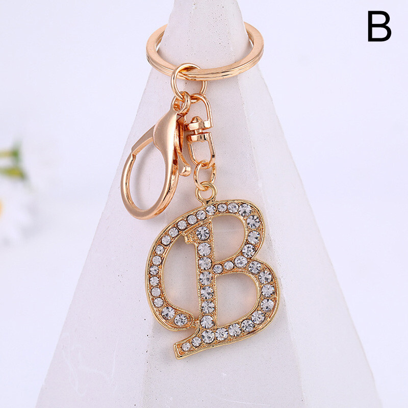 Bling A-Z Alphabet Letter Keyring Crystal Rhinestone Key Holder ...
