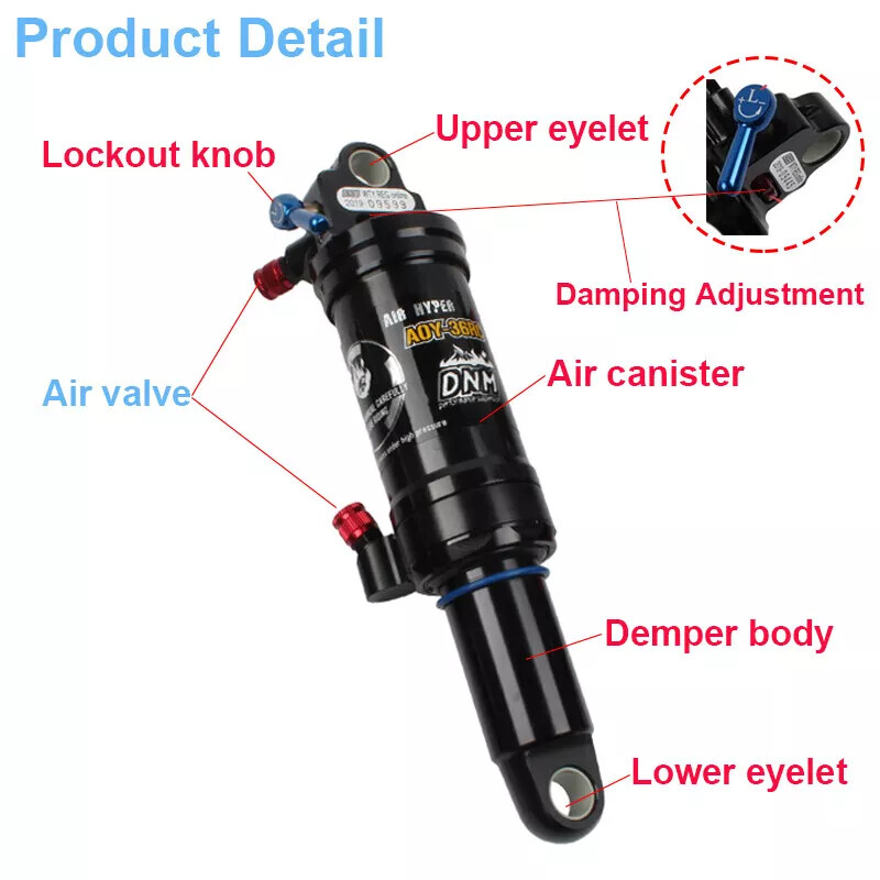 DNM Dual Air Shock Mountain Bike Bicycle Suspension Rear Shock 165/190 ...