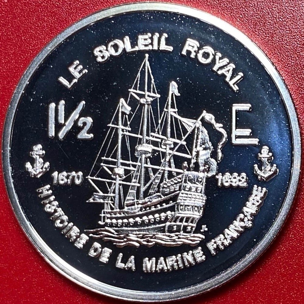 2004 FRENCH GUIANA 1 1/2 EURO 1 OZ SILVER PROOF ESSAI SOLEIL ROYAL 104 ...