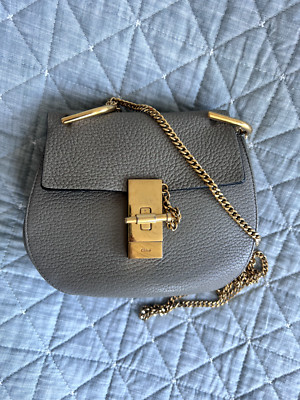 $1750 Chloe Women's TAUPE Drew Leather Shoulder Chain Saddle Purse Bag ...