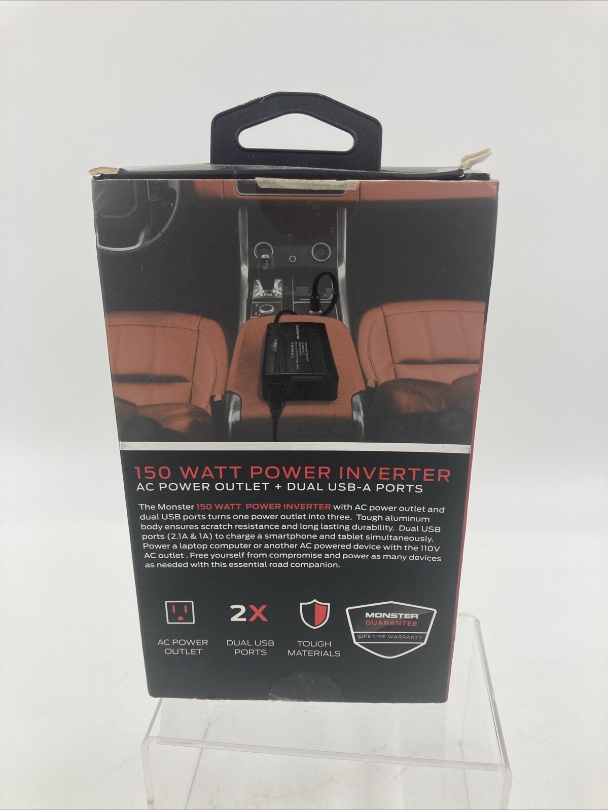 Monster 150W Car Power Inverter- DC 12V to 110V- 1 AC Outlet Converter ...