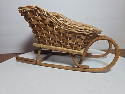 Wicker Rattan Hand Woven Christmas Sleigh Brown Small 9.5 In L X 5.25 ...