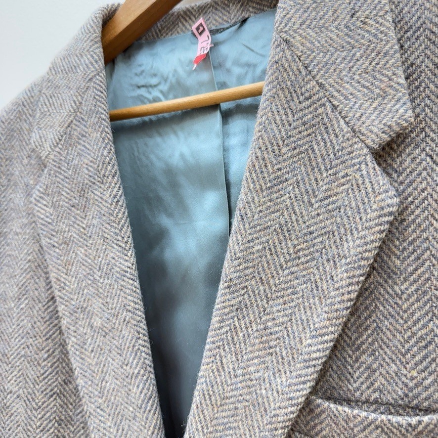 WFF by Farrah Mens Herringbone Tweed Professor Blazer Size 42 Elbow ...