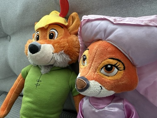 Lot Of 2 Disney Store ROBIN HOOD & MAID MARIAN 18" Stuffed Plush Fox ...