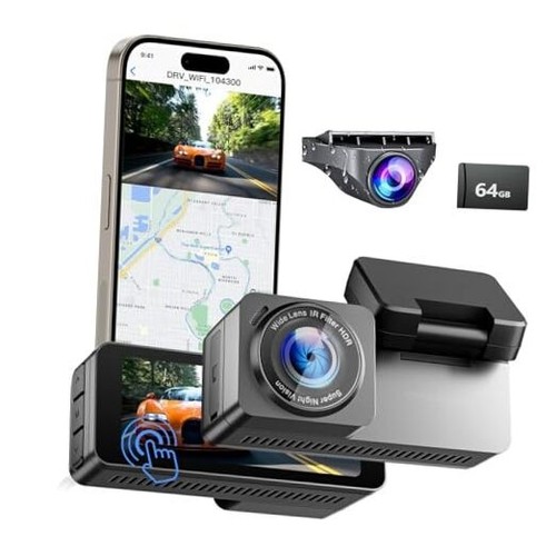 Dash Cam Front and Rear, 4K+1080P UHD Dual Dashcam, Dash Camera for ...