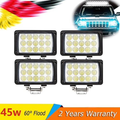 4X 45W LED Rectangular Work Light Offroad Flood Driving Lamp for Truck ...