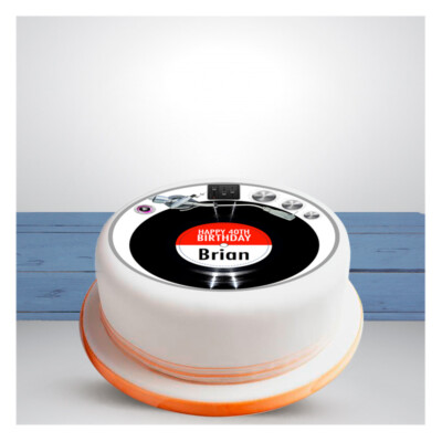 7.5" Personalised Edible Icing Cake Topper Toppers Round Dj Turntable ...