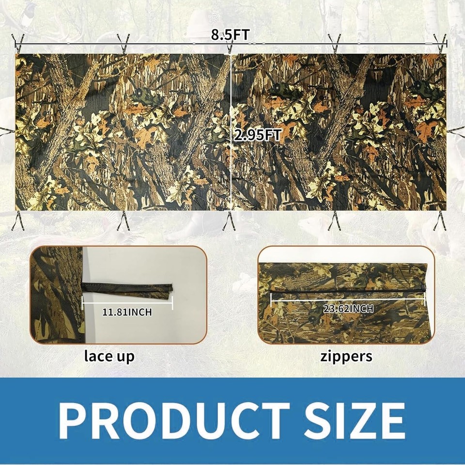 Hunting Tree Stand Blind Cover Camo 35" x 102" Blind 2 Person Stand for ...