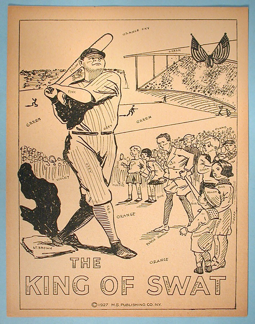 1927 Babe Ruth King of Swat Coloring Page Baseball NY Yankees Home Run ...