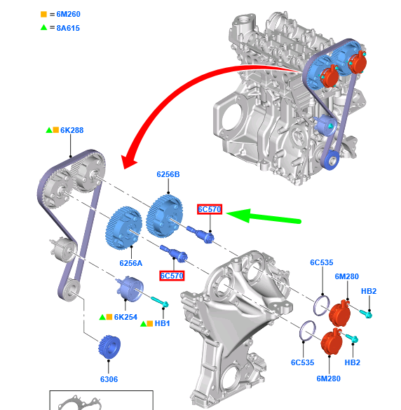 FORD FOCUS MK3 C346 Timing Gear Valve Assy CM5G-6C570-CD 2090584 NEW ...