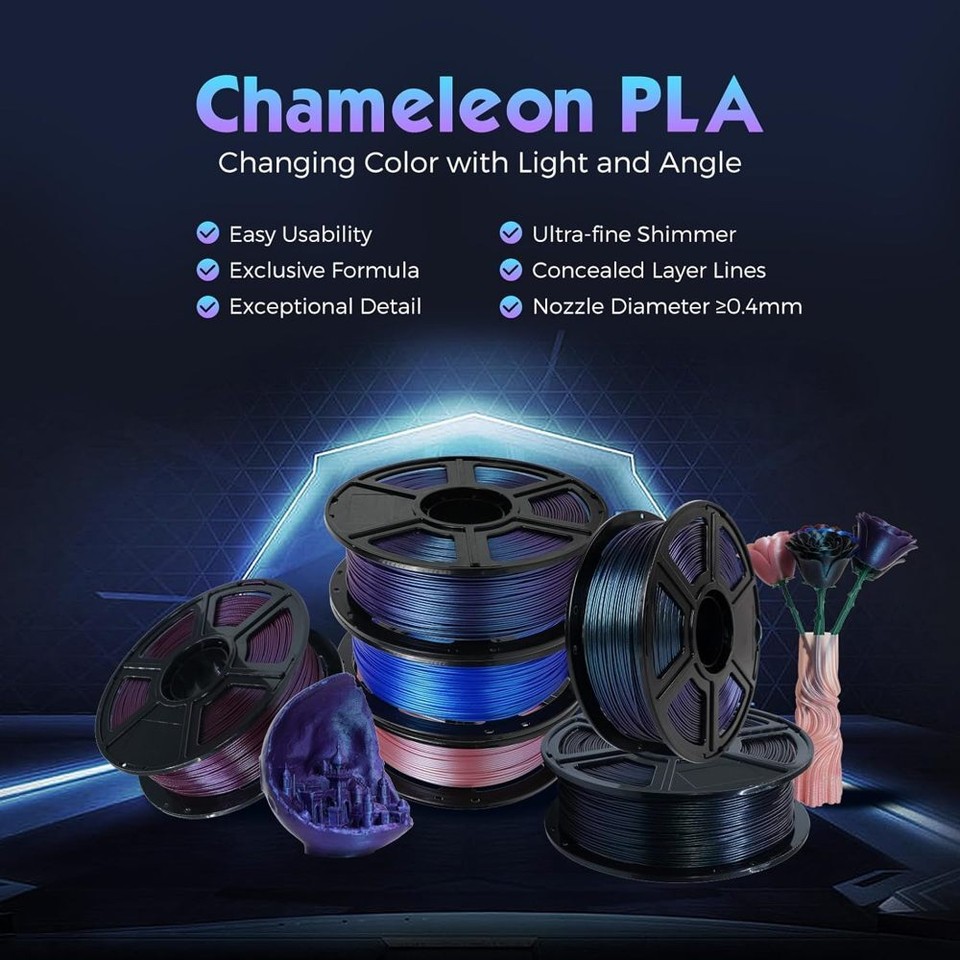 FLASHFORGE Chameleon PLA Color Changeable 3D Printer Filament 1kg Burnt ...