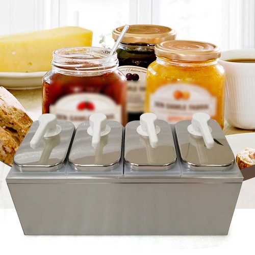 8L Buffet Sauce Dispenser Condiment Pump Station Stainless Steel Body 4 ...