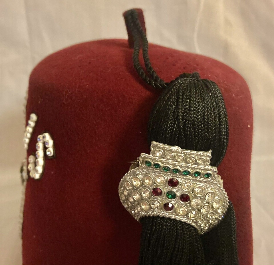 Vintage Mason Freemason Shriner Jeweled Osiris Fez Hat Cap w/ Case | eBay