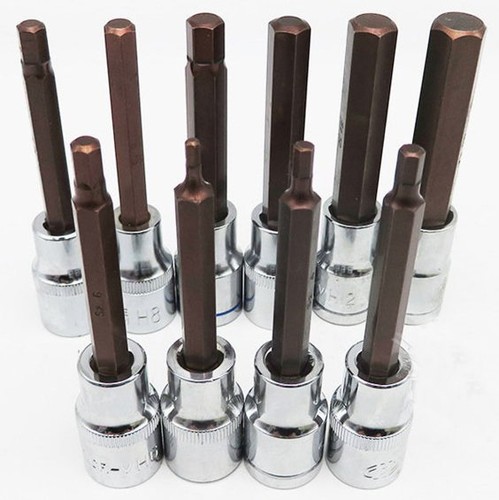 100mm 1/2"Dr Hex Allen Key BIT SOCKET Tools H3, 4, 5, 6, 7, 8,9,10,12 ...