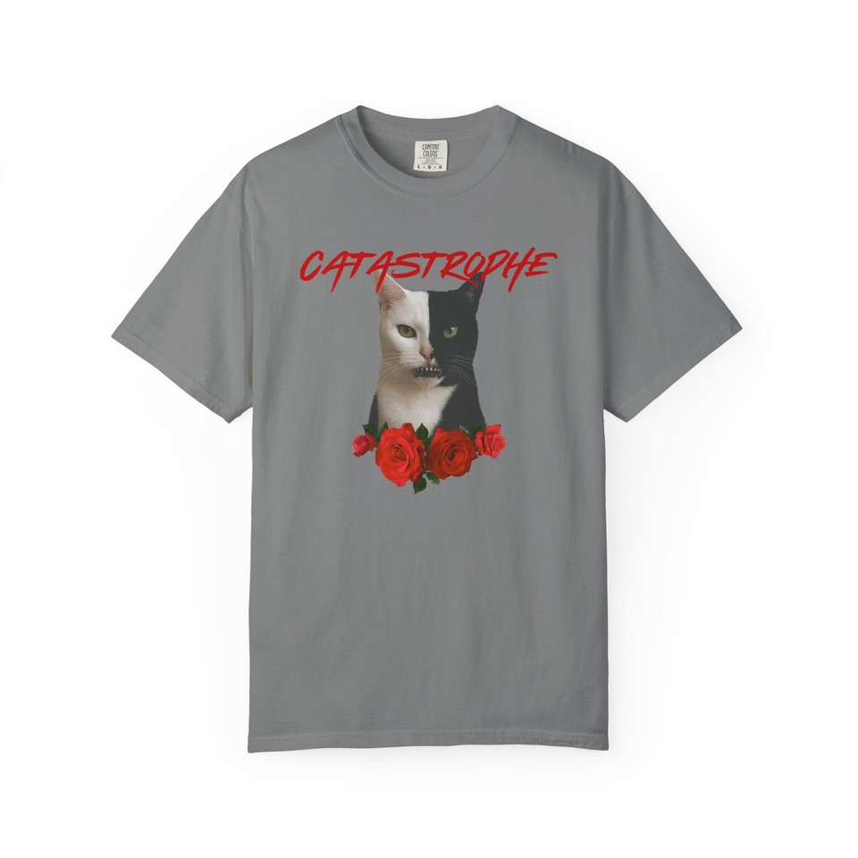 Catastrophe Cat Unisex Garment-Dyed T-shirt, Funny Pet Lover Gift, Cute ...