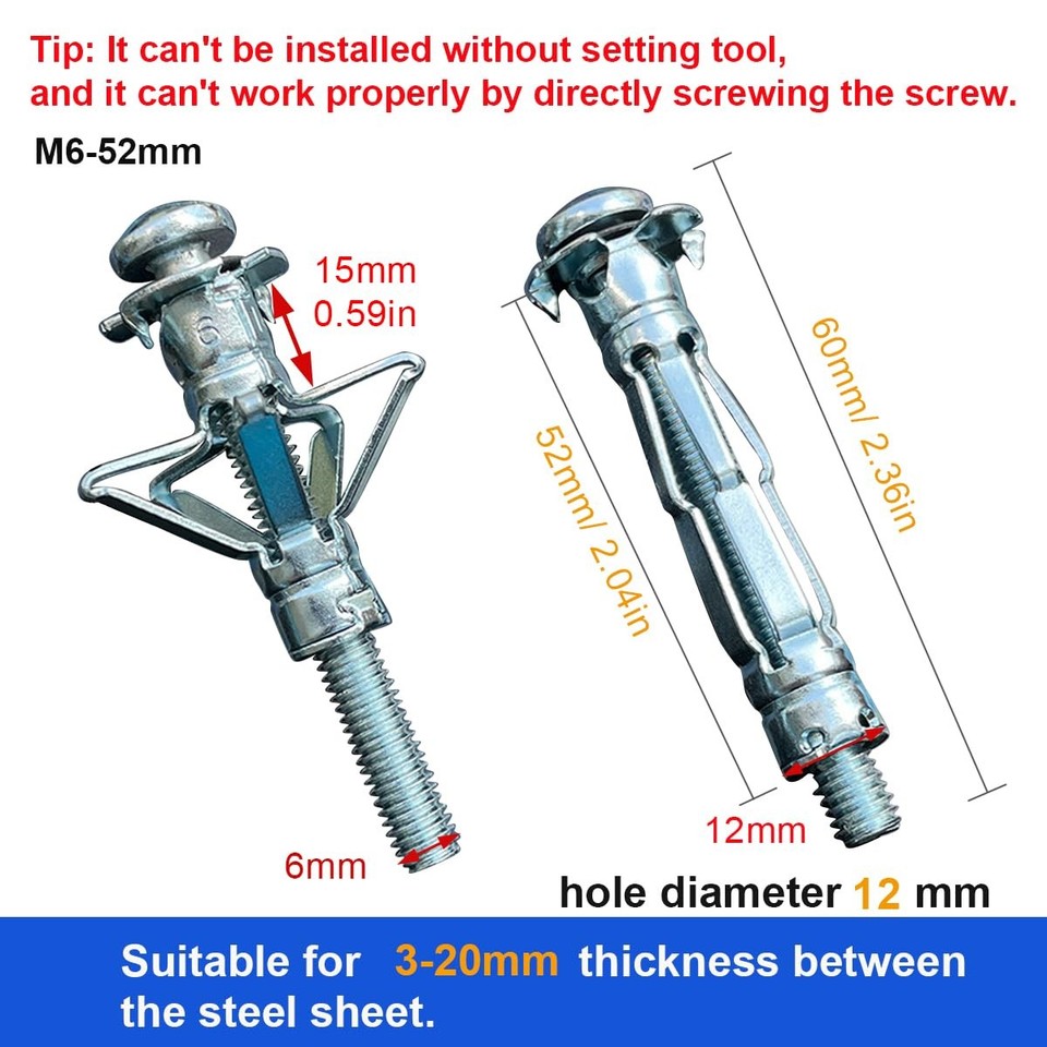 30 pcs Molly Bolts, Metal Drywall Anchors, Heavy Duty Zinc Plated Steel ...