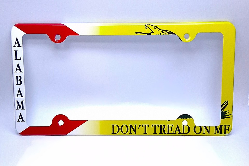 ALABAMA STATE FLAG GADSDEN FLAG METAL CAR LICENSE PLATE FRAME DON'T ...