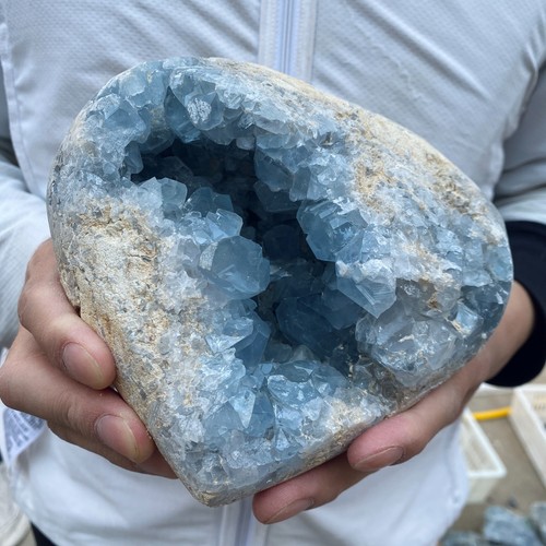7lb Natural Blue Celestite Crystal Geode Quartz Cluster Specime | eBay