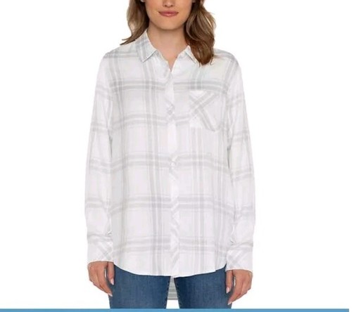Well Worn Women Flannel Shirt Soft Button Up With 1 Chest Pocket ,White ...