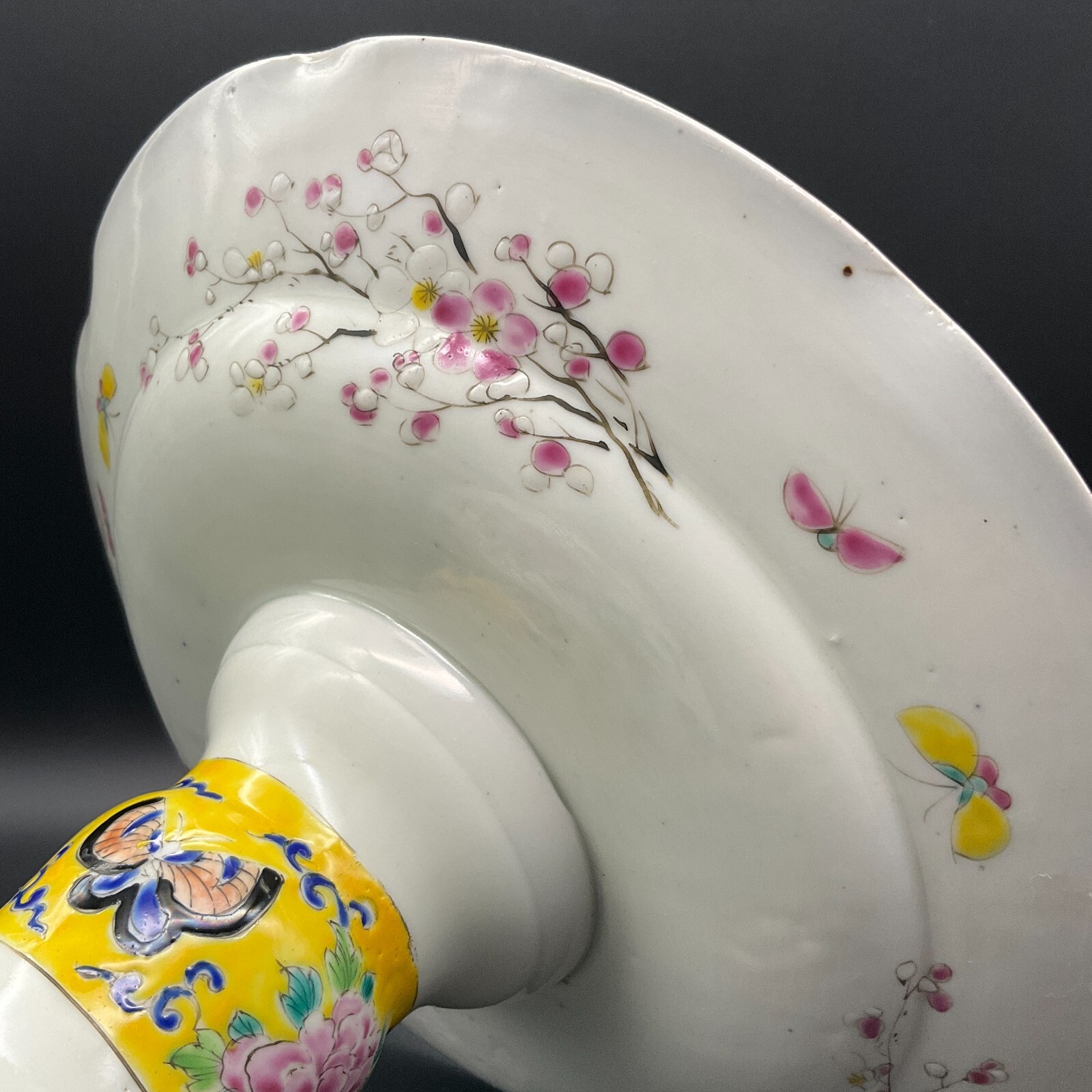 Antique Japanese Fukagawa Arita Enameled Yellow Ground Porcelain High ...