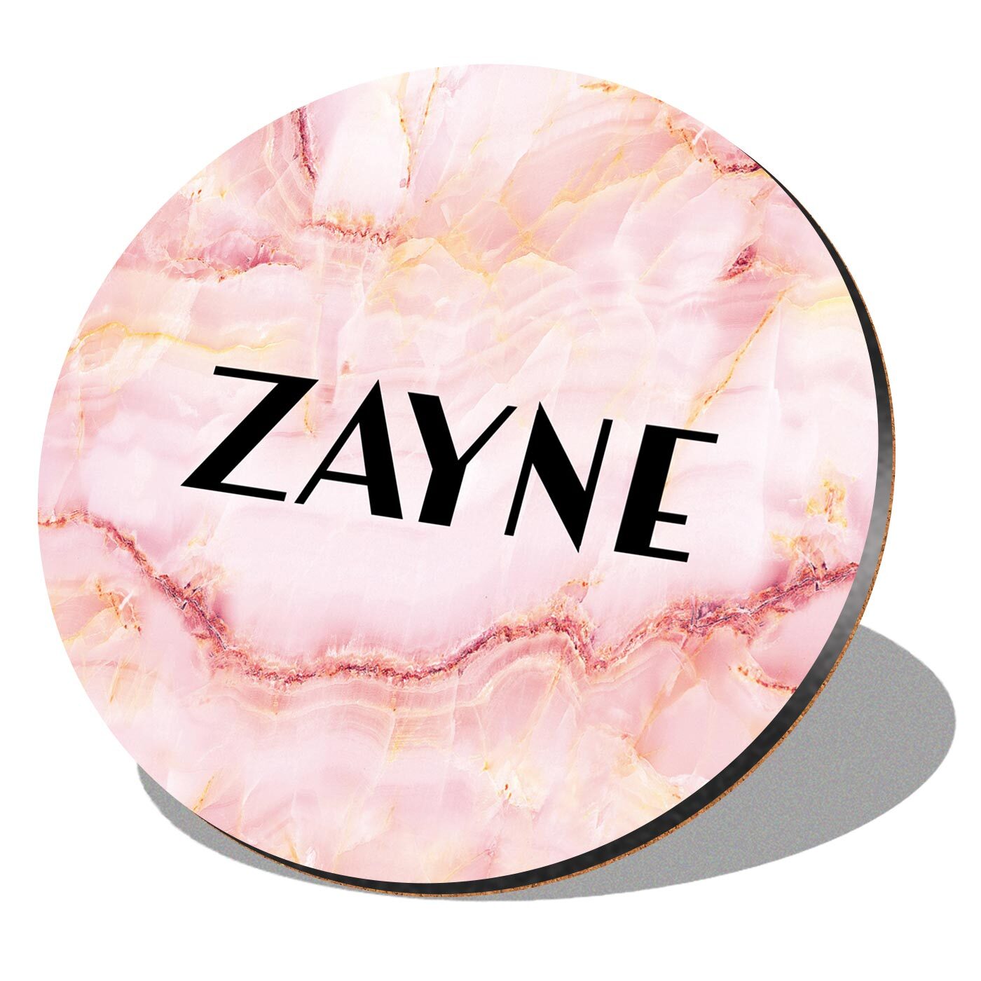 1 x Round Coaster - Name Zayne Marble Stone Texture Lettering #276550 ...