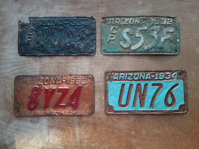Lot of 4 1932 1934 Arizona Copper License Plates | eBay