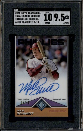 2024 Topps Transcendent Icons Autograph Black Mike Schmidt Auto /10 SGC ...