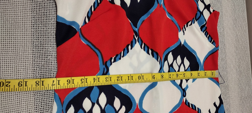 Mod A-line 1960s Dress Geometric Pop Art Lanterns Red White Blue Poly ...