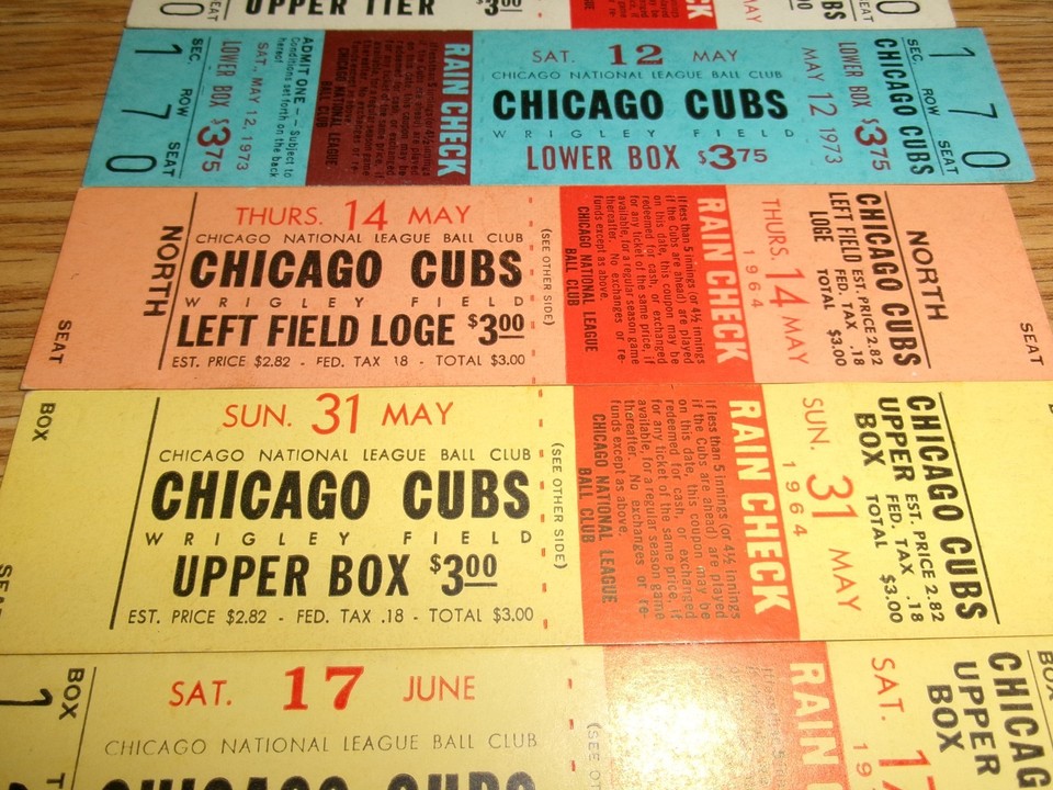 VINTAGE BASEBALL CHICAGO CUBS 1963-73 UNUSED FULL TICKETS | eBay