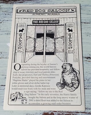 Red Dog Saloon, Juneau Alaska 1990's Authentic Menu, Bar Memorabilia | eBay