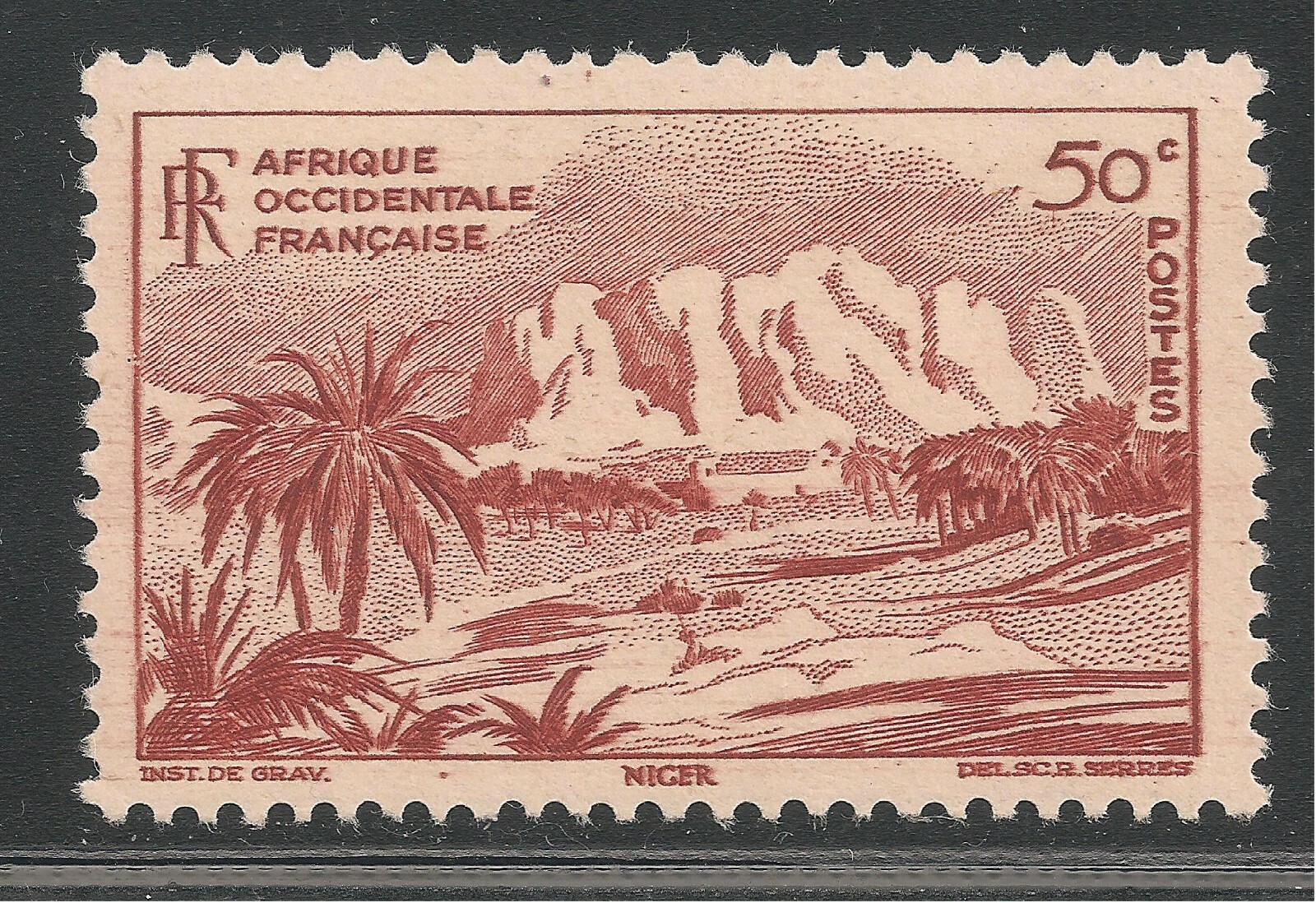 French West Africa #39 (SG #37) VF MINT - 1947 50c Oasis of Bilma ...