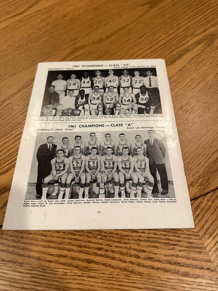 OHIO STATE HIGH SCHOOL OHSAA 1962 BASKETBALL PROGRAM | eBay