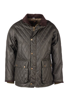 Men's Waxed Cotton Quilted Jacket Men Country Outerwear Wax Olive ...