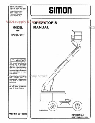 Simon MP Hydraport Boom Lift Operators Manual | eBay