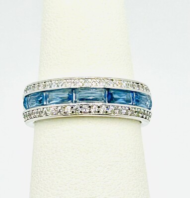 BOMB PARTY "THE JULIET RING" RBP7178 Lab Aqua Blue SPINEL Rhodium ...