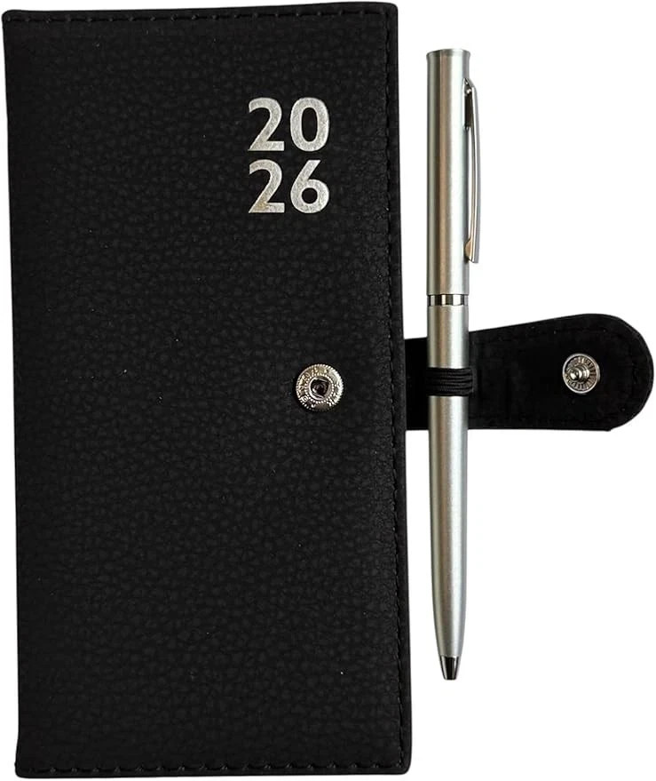 2026 Slim Soft Touch Faux Leather Desk Diary & Pen Week to View Home ...