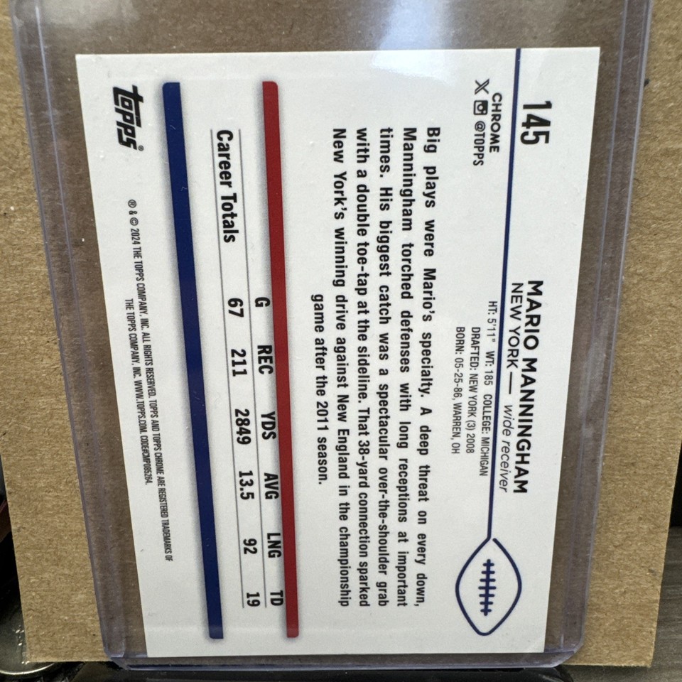 2024 Topps Chrome - Mario Manningham #145 Gold Geometric Refractor /50 ...