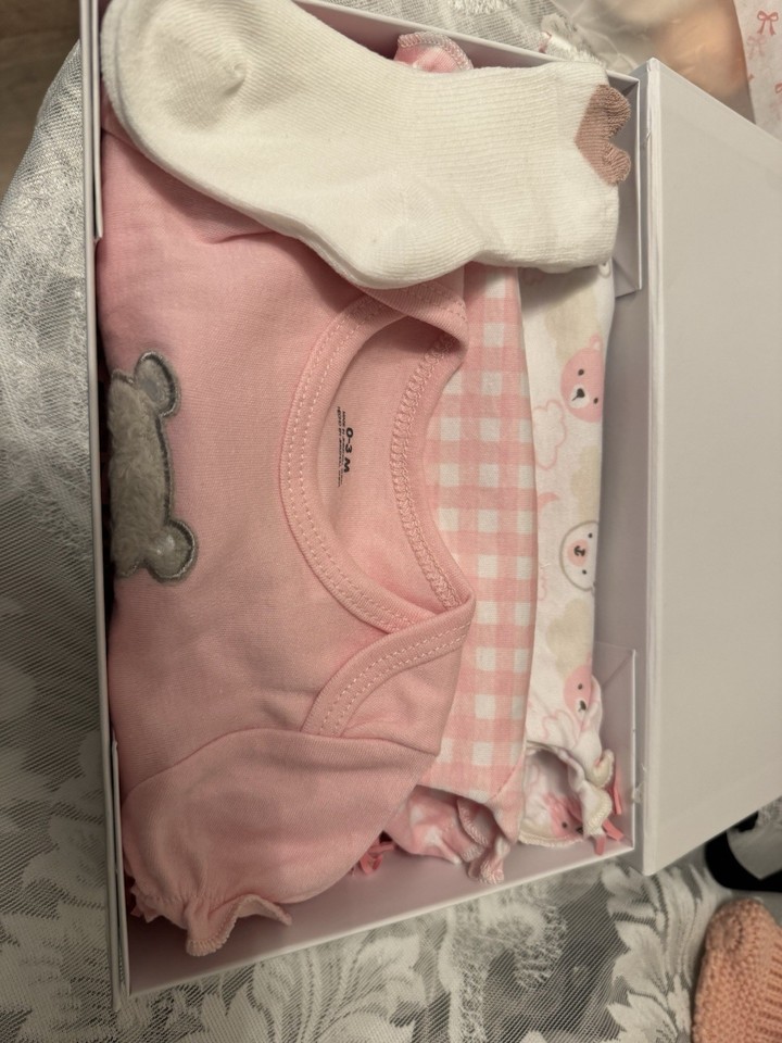 New Born Baby Girl Pink Outfit Set of 3 Gift Box 0-3 | eBay UK