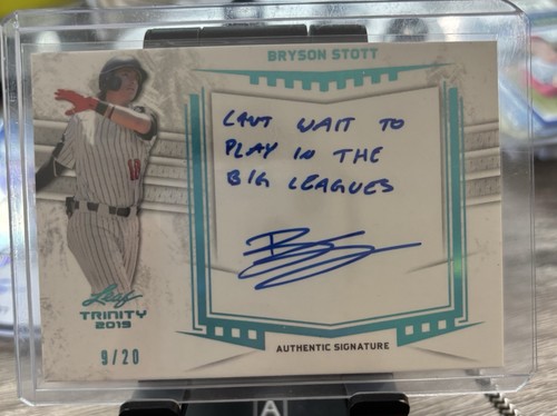 2019 Leaf Trinity Signatures Platinum Bryson Stott ROOKIE AUTO 9/20 | eBay