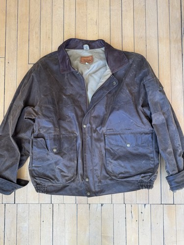 VTG Koolah Bomber Jacket Brown Waxed Leather XL "Paddock" Western ...