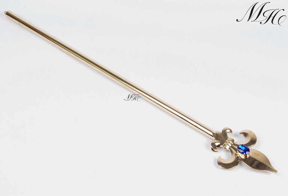 Imperial Medieval Scepters Wand Blue Crystal Gold Sceptre Pageant Party ...
